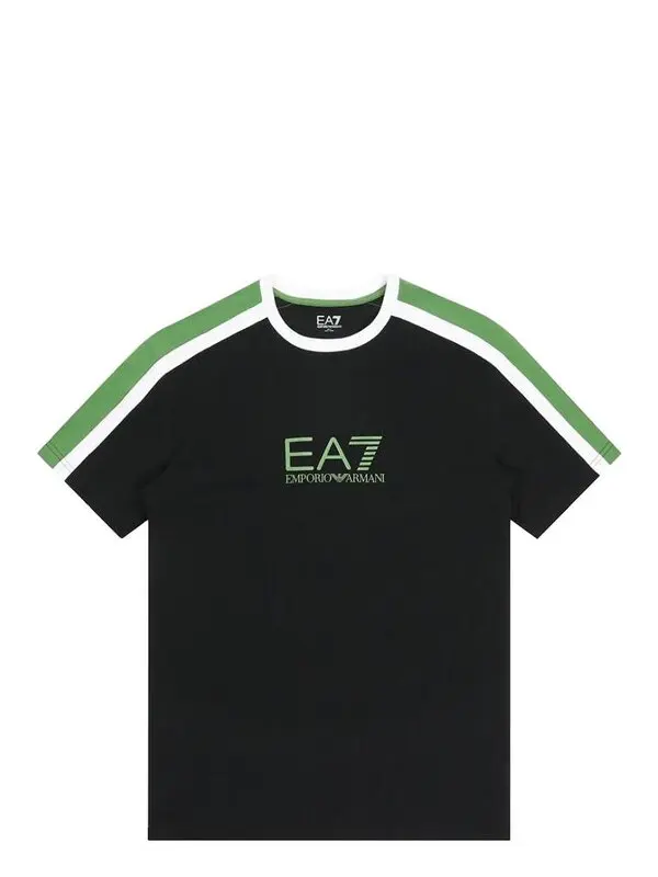 EA7 Logo Printed T-shirt With Round Neck - Black