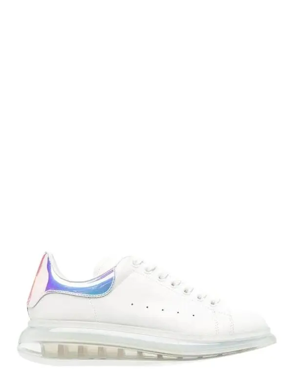 Alexander McQueen Oversized Leather Sneakers With Ankle Zipper Detail - White