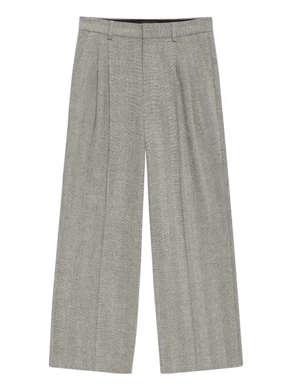 ANINE BING Mid Rise Belen Herringbone Trousers - Gray