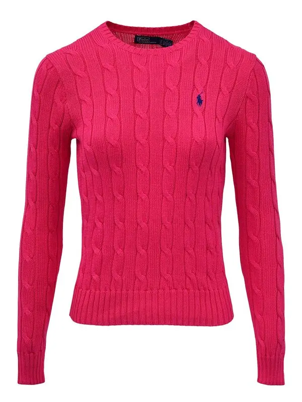 Polo Ralph Lauren Julianna Cable Knit Sweater - Bright Pink