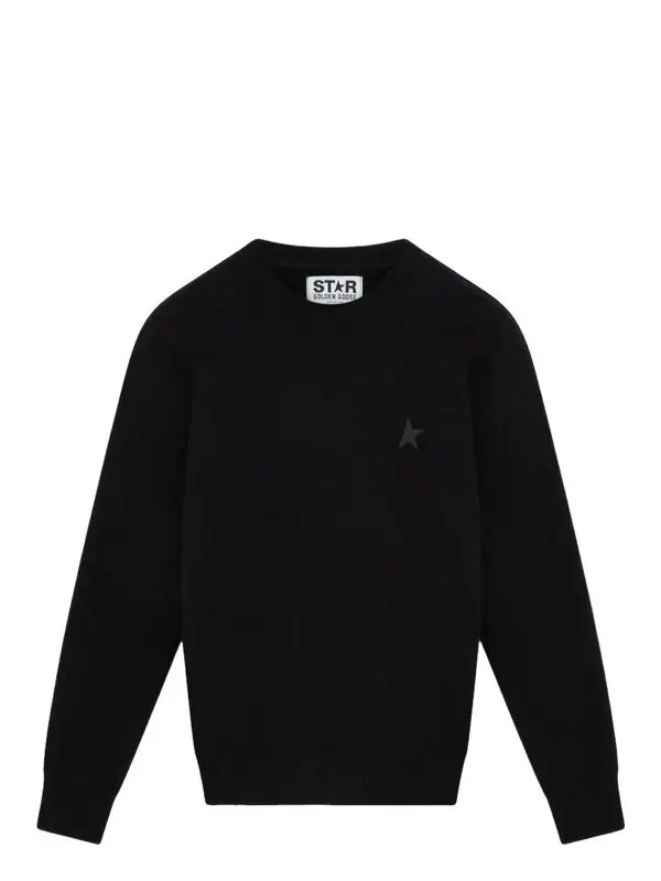 GOLDEN GOOSE Crewneck Sweatshirt With Star Motif - Obsidian