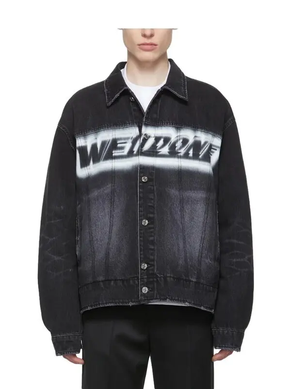 We11Done Logo Denim Jacket - Black