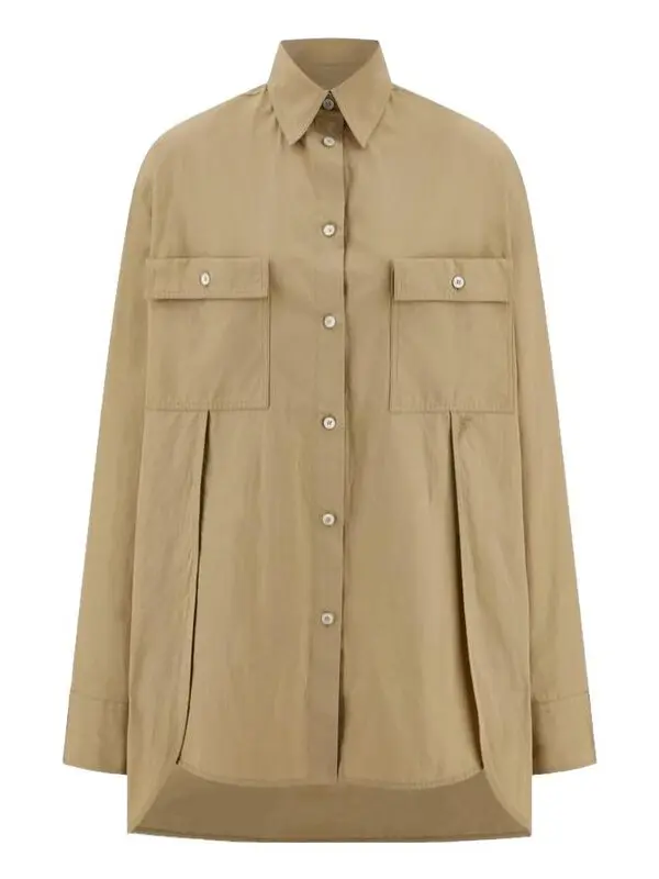 FERRAGAMO Long-sleeved Poplin Shirt - Stone