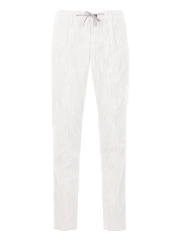Eleventy Drawstring Trousers With Button And Zip Closure - White