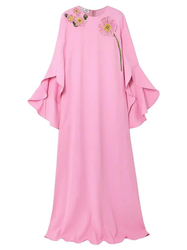Oscar De La Renta Embellished Stretch Maxi Dress - Pink