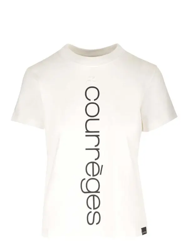COURREGES Courrèges Logo Print Crewneck T-shirt - White