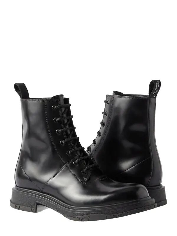Gucci Tonal Logo Lace-up Boots - Black