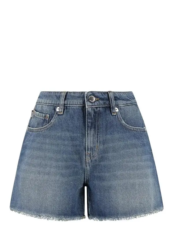 Moschino Heart Patch Denim Shorts - Blue