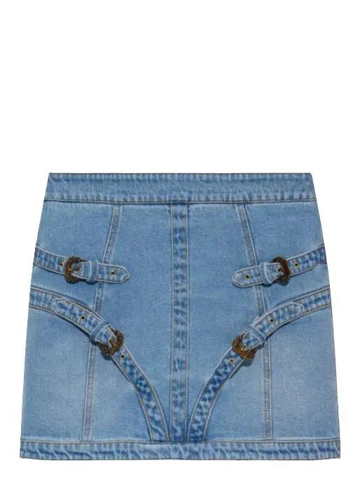 Versace Buckle Detail Mini Skirt - Blue