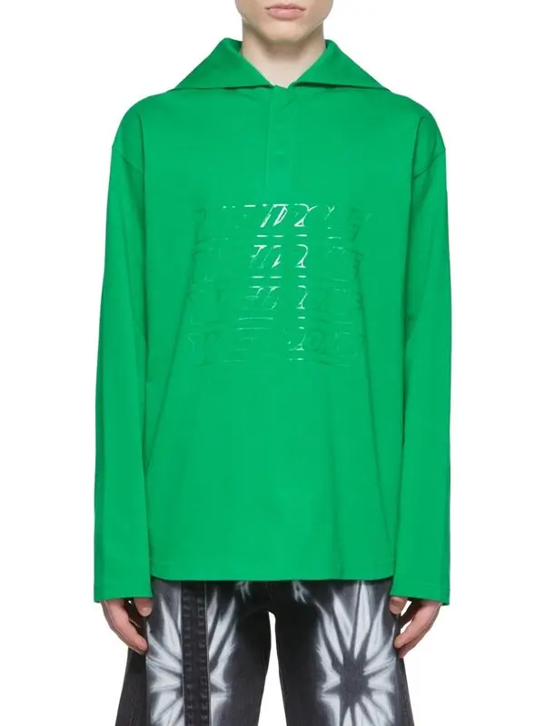 We11Done Cotton Long-sleeved Polo Shirt - Green