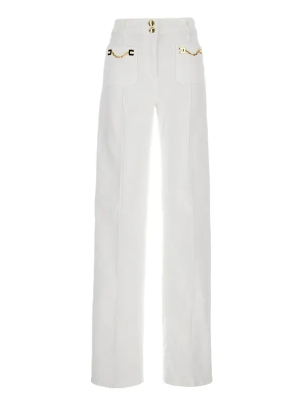 Elisabetta Franchi Chain Detailed Wide-leg Jeans - White