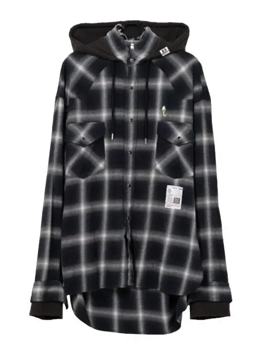 Mihara Yasuhiro Hooded Plaid Shirt - Black