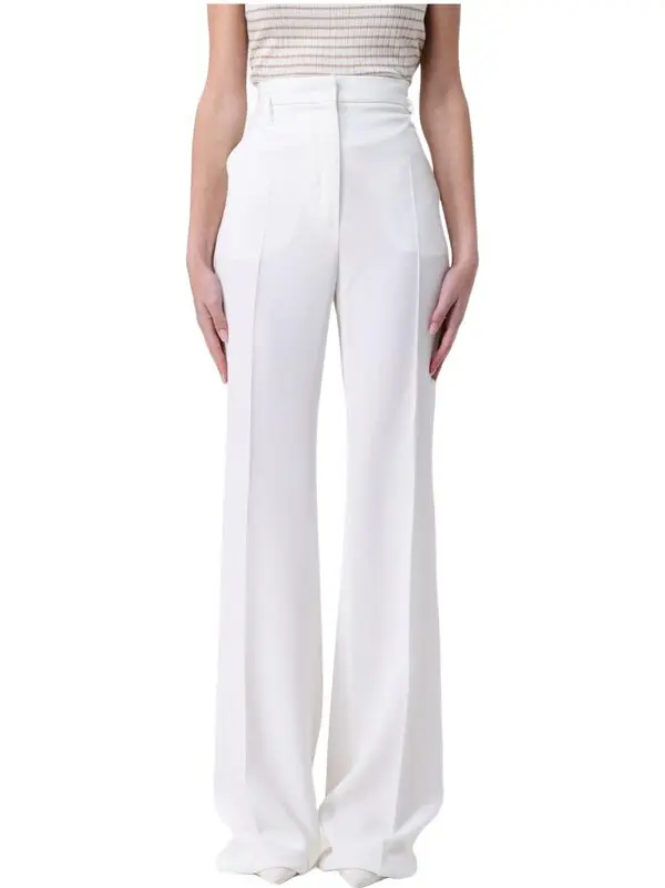 Max Mara Pleated Straight Leg Trousers - White