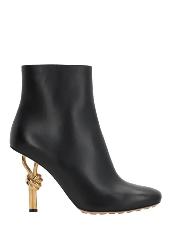 Bottega Veneta Square Toe Ankle Boots With Knot Detail Heel - Black