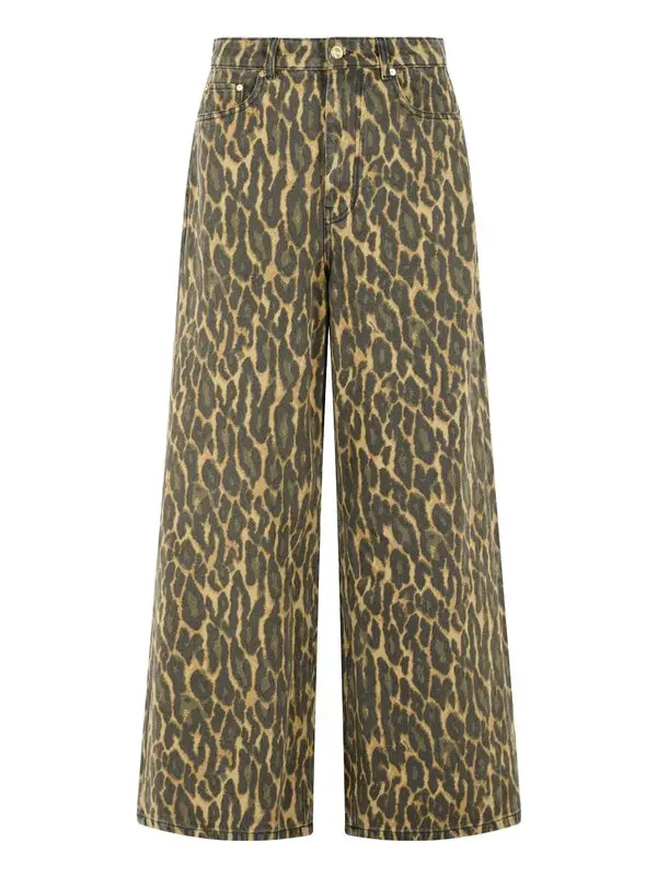 GANNI Wide-leg Printed Jeans - Green