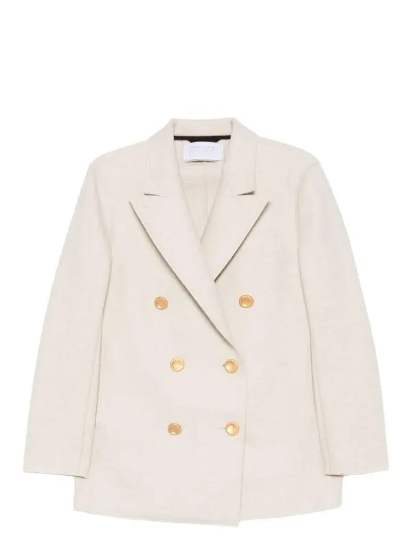 Harris Wharf London Double-breasted Gold-button Coat - White