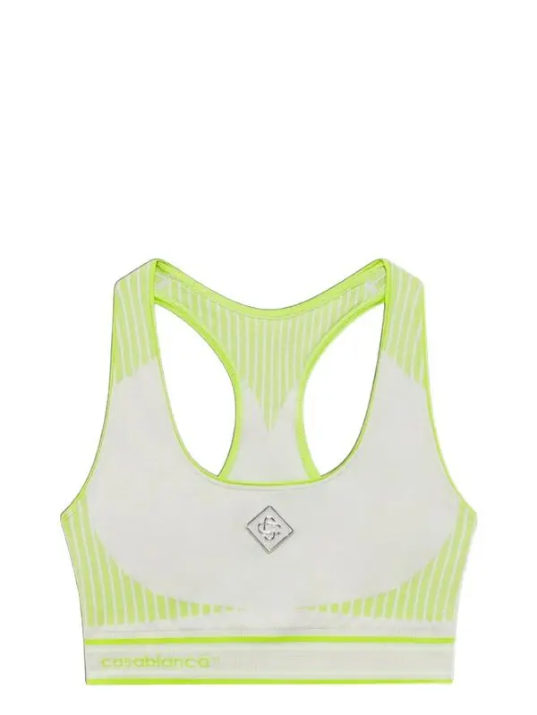 Casablanca Seamless Ribbed Performance Bra - Gray-green