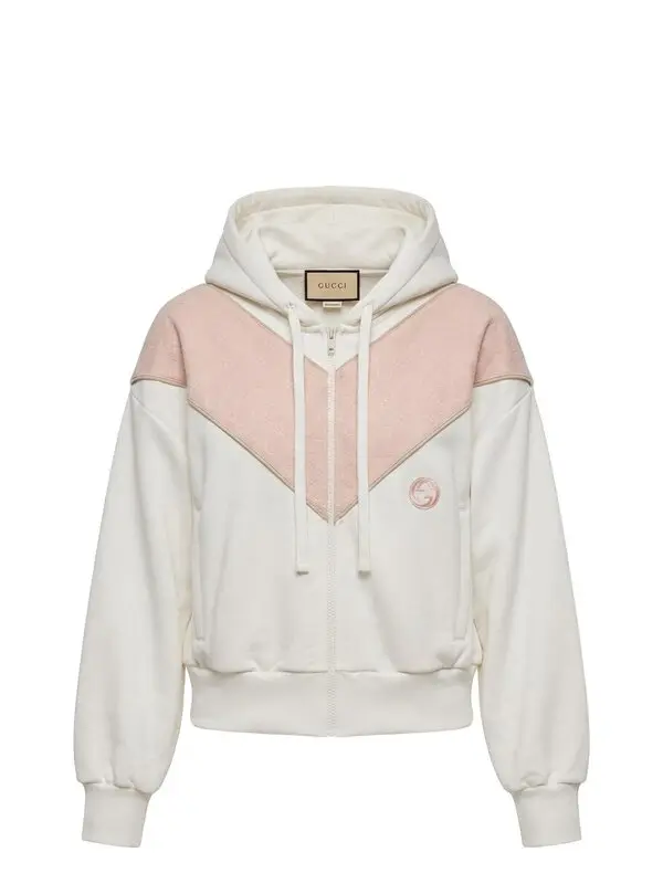 Gucci Interlocking G Embroidered Jersey Hoodie - White