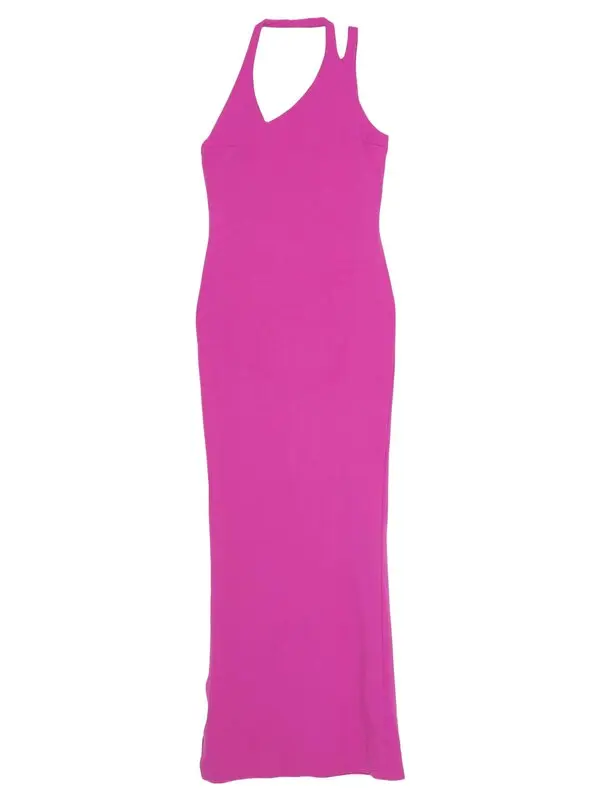 Patrizia Pepe Halter Neck One Shoulder Maxi Dress - Pink