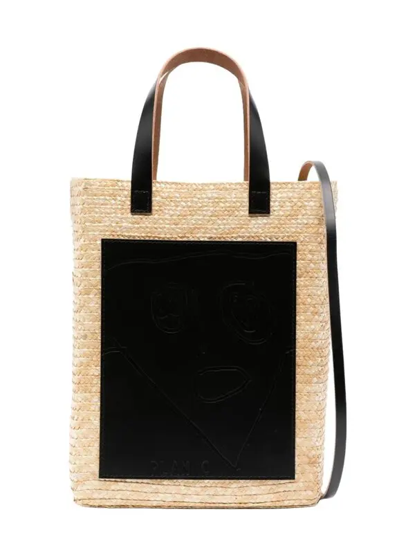 Plan C Pili And Bianca Straw Tote Bag - Black