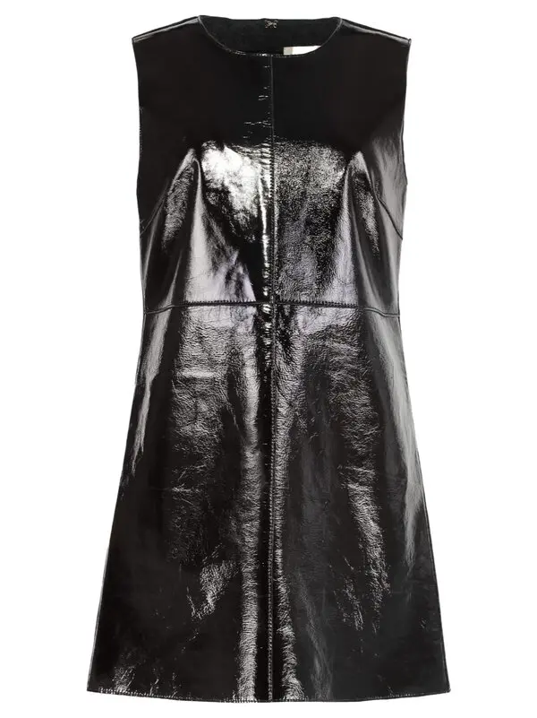 P.a.r.o.s.h Sleeveless Leather Mini Dress - Black