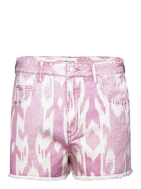 Isabel Marant Étoile Ikat Print Denim Shorts - Pink