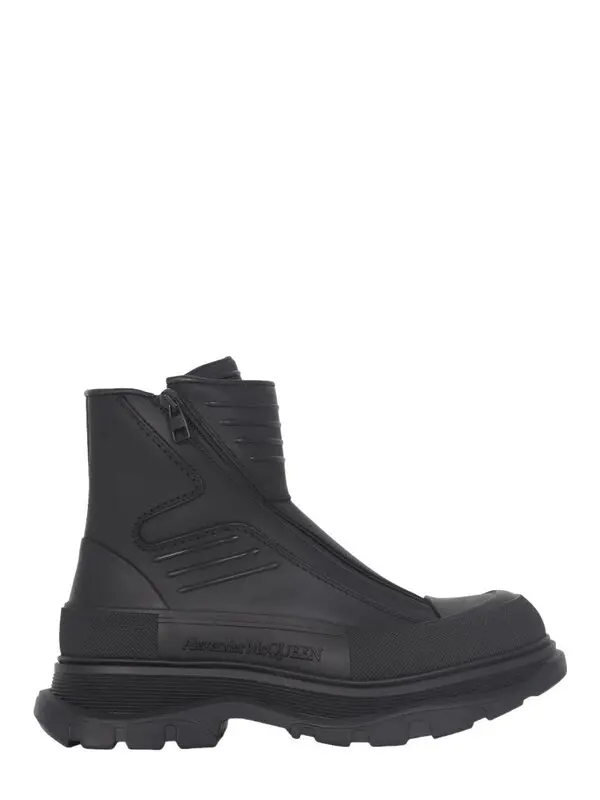 Alexander McQueen Zip Up Round Toe Boots - Black