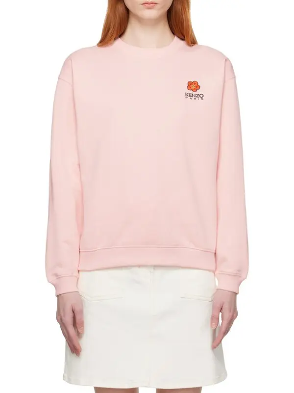 Kenzo Logo Embroidered Crewneck Sweatshirt - Pink