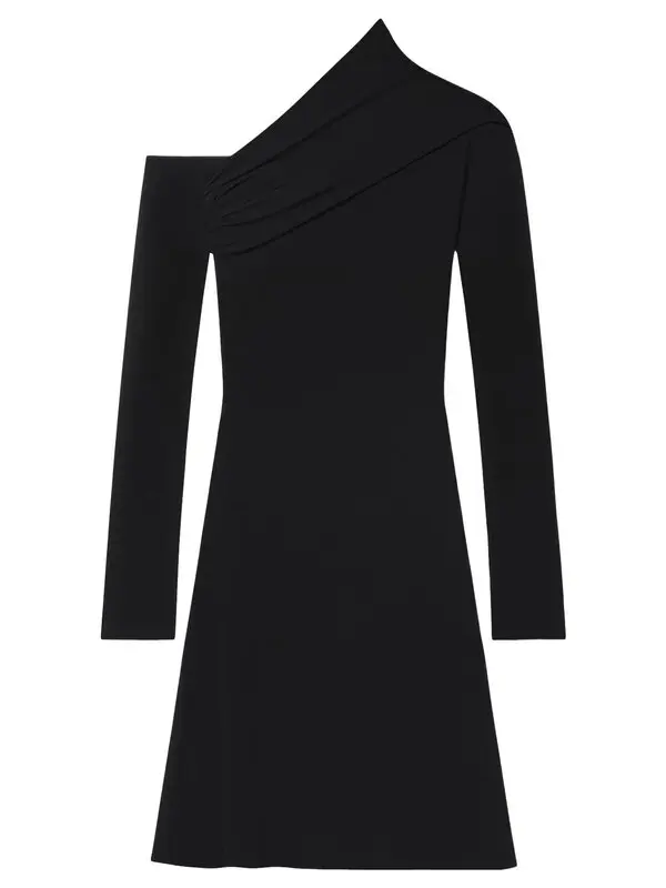 COURREGES Asymmetrical Long Sleeve Mini Dress - Black