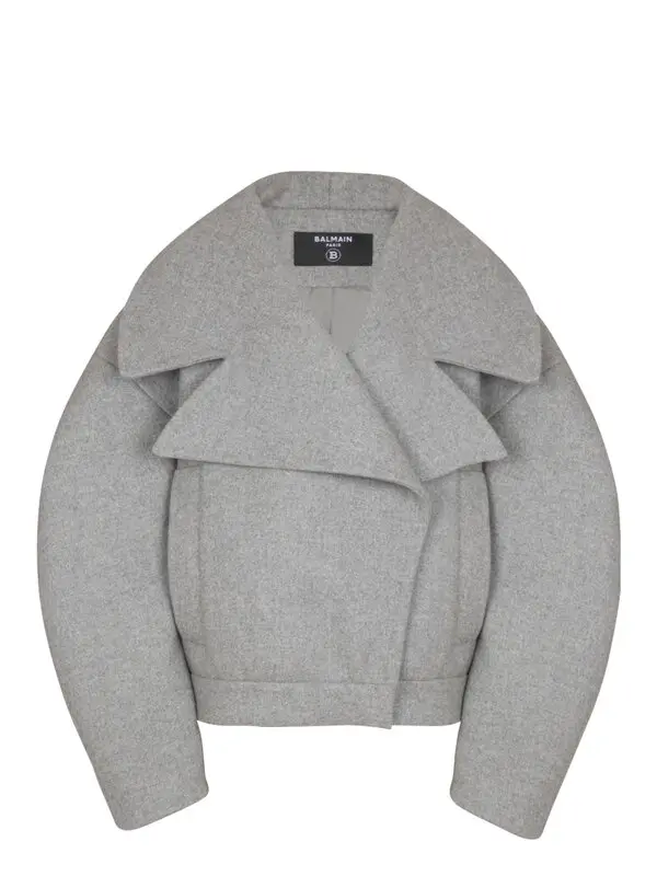 Balmain Oversized Pea Coat - Grey