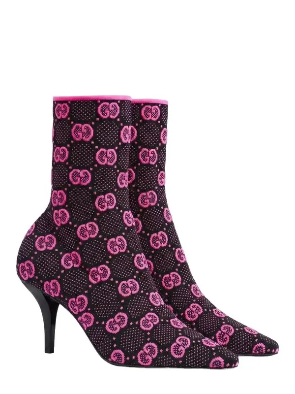 Gucci Gg Knit Ankle Boots - Black