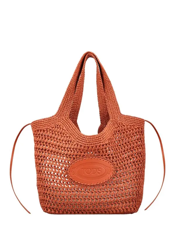 TOD'S Woven Raffia Shoulder Bag - Red
