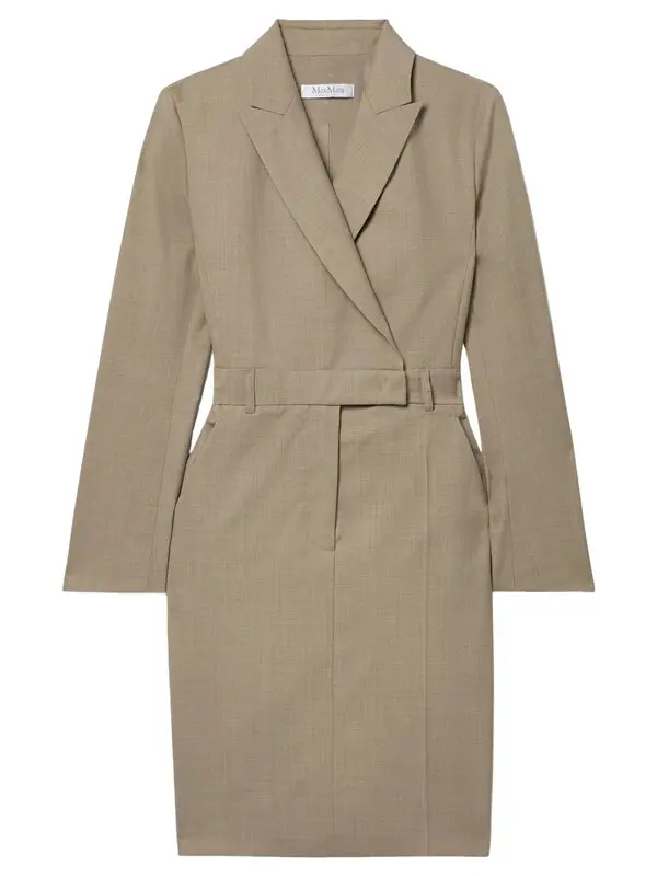 Max Mara Long Sleeved Lapel Dress - Nude