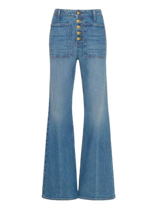 Ulla Johnson High-rise Kick Flare Jeans With Monogram Patch - Danube
