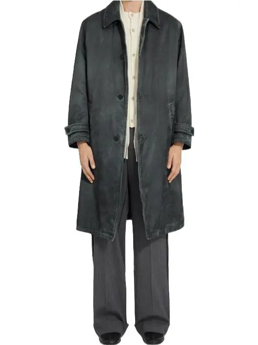 MAISON MARGIELA Waxed Single-breasted Coat - Black