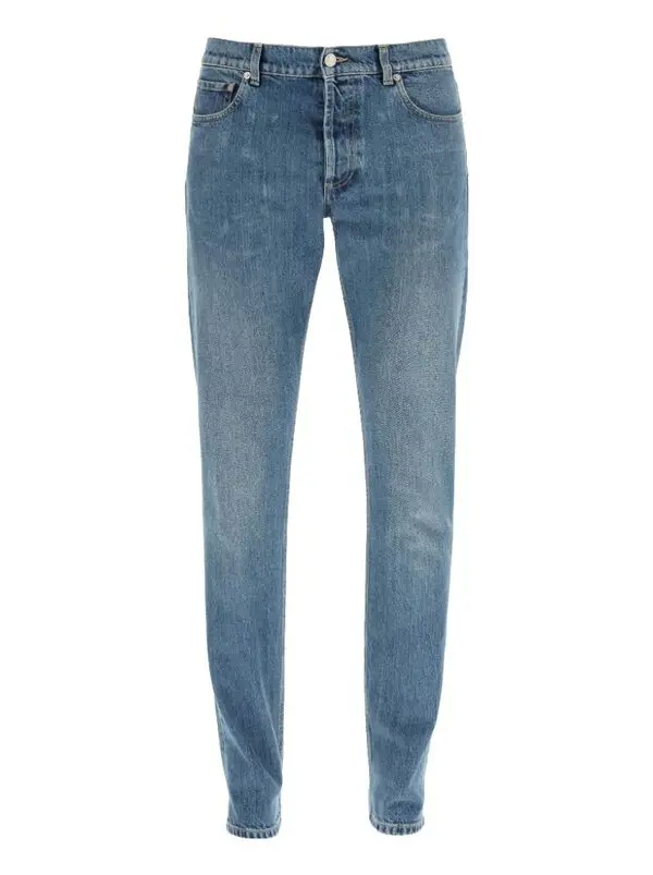 Alexander McQueen Low-rise Logo Embroidered Jeans - Blue