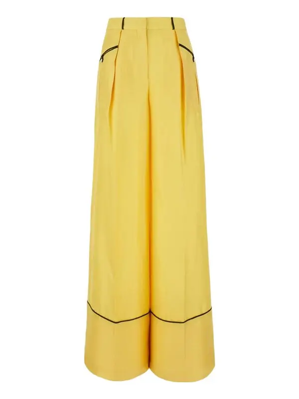 Bally Patterned Wide-leg Trousers - Banana Yellow