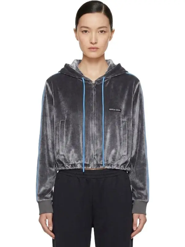 Marissa Chiara Long Sleeve Zip-up Cropped Jacket - Grey