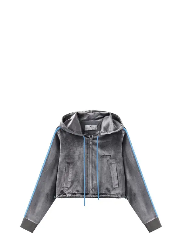 Marissa Chiara Long Sleeve Zip-up Cropped Jacket - Grey