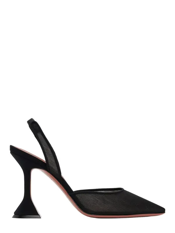 Amina Muaddi Holli Mesh Sling 95 Heels - Black