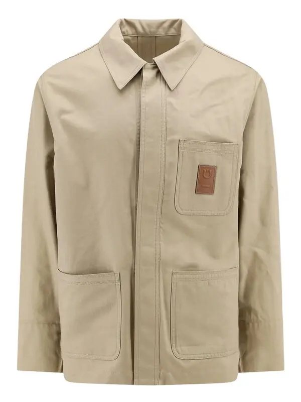 FERRAGAMO Logo Patch Long-sleeve Jacket - Nude