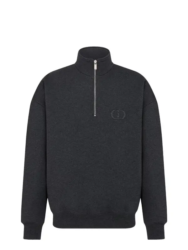 Dior High Neck Zip Detailed Sweatshirt - Black