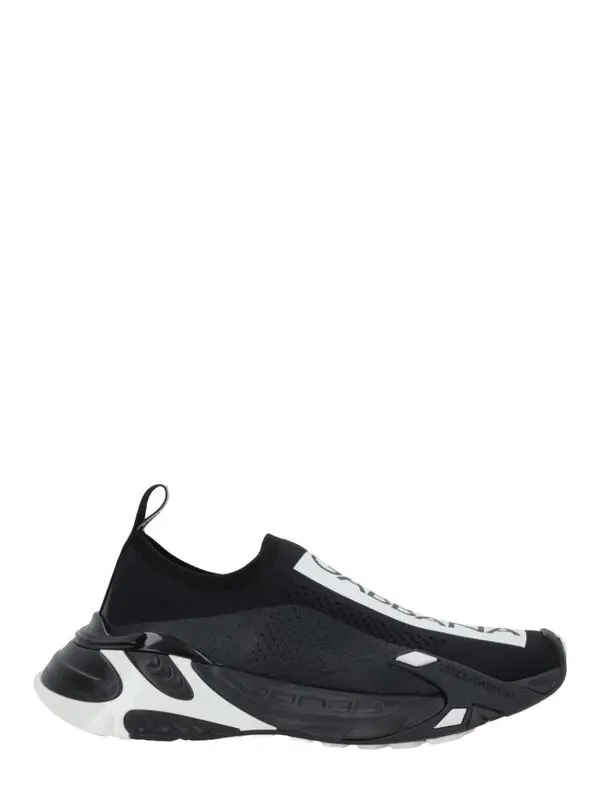 Dolce & Gabbana Logo-printed Knitted Low-top Sneakers - Black