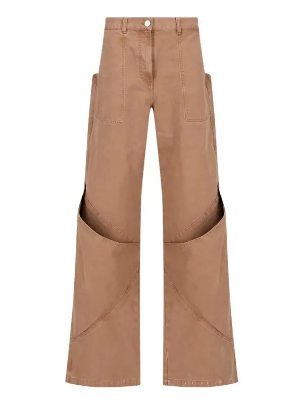 Attico Knee-detailed Long Pants - Brown