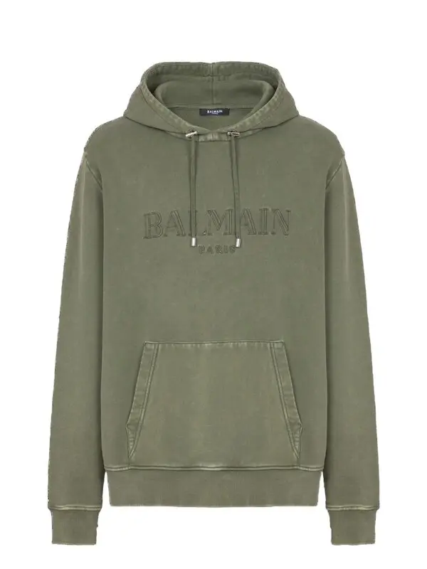 Balmain Vintage Embroidered Hoodie - Khaki