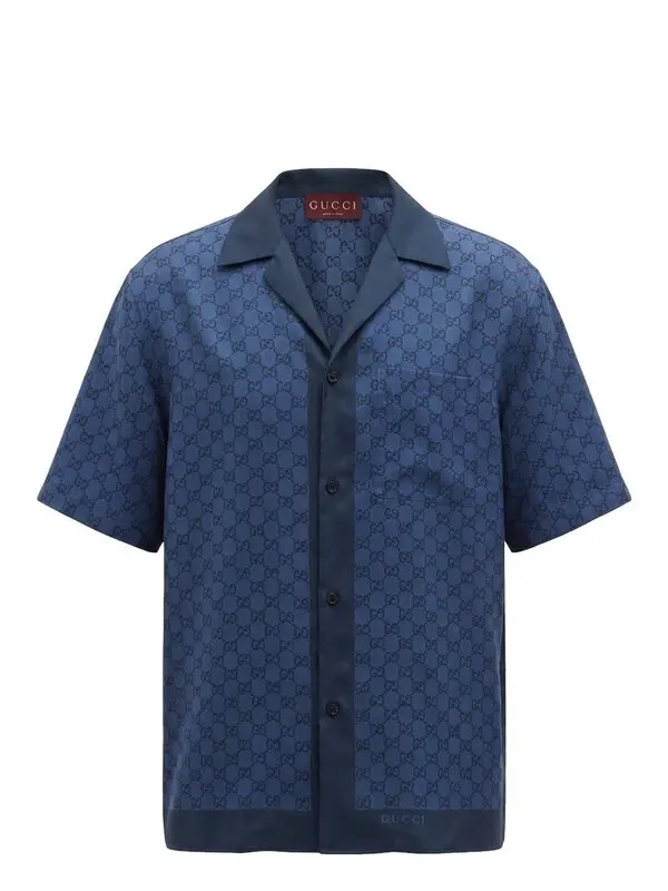Gucci Disco Monogrammed Short-sleeve Shirt - Blue