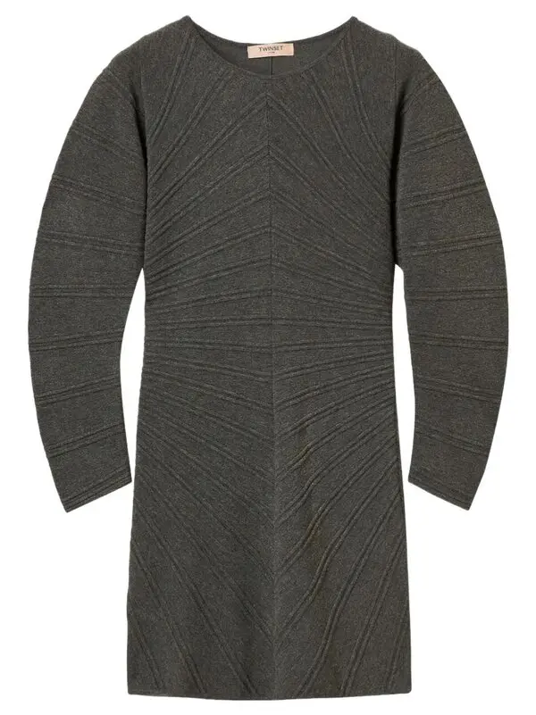 TWINSET Knit Dress With Checked Pattern And Logo Detail - Black