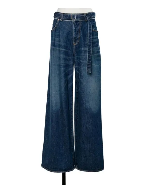 Sacai Wide Belted Jeans - Blue