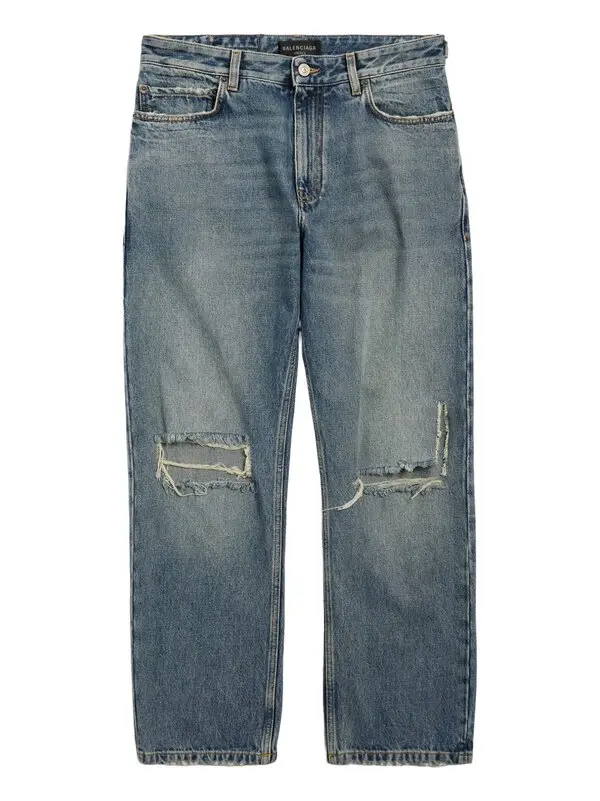 Balenciaga Distressed Straight-leg Jeans - Light Blue