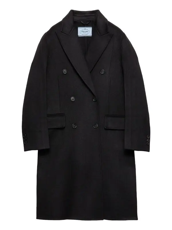 Prada Double-breasted Cashwool Coat - Black